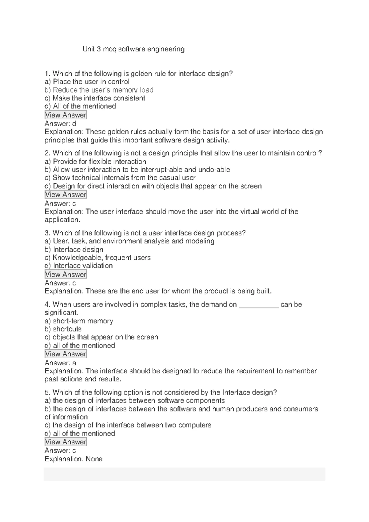 Software Engineering Syllabus Cse320software Engineering Course Outcomes Co1 Recall 5567