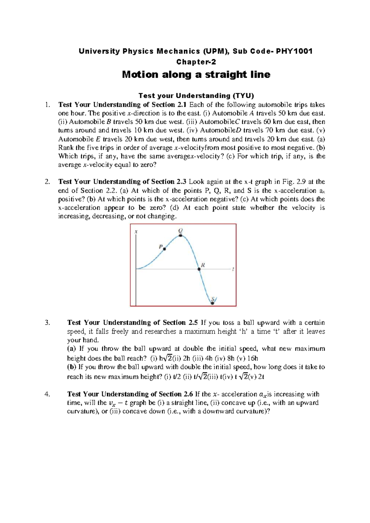 TYU - ICP Assignment: Understanding Physics Mechanics (Ch. 2-15) UPM ...
