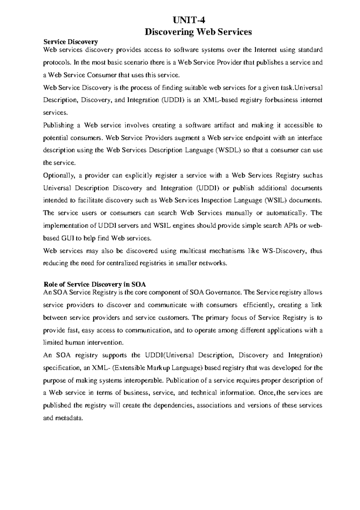 Web Services Discovery and SOA: UDDI and Service Registries - Studocu