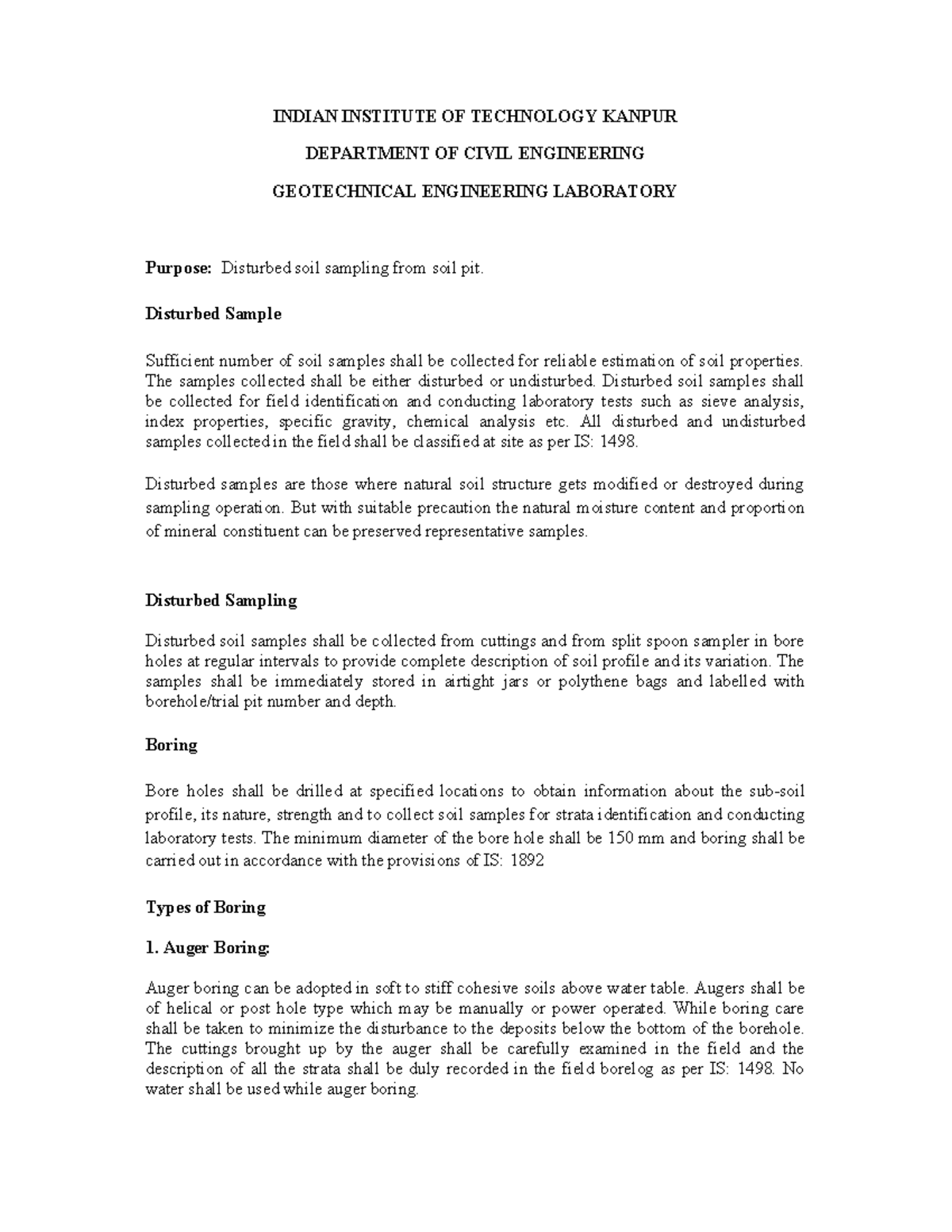 Disturbed Soil Sampling Techniques for GE 324 Laboratory Practices ...