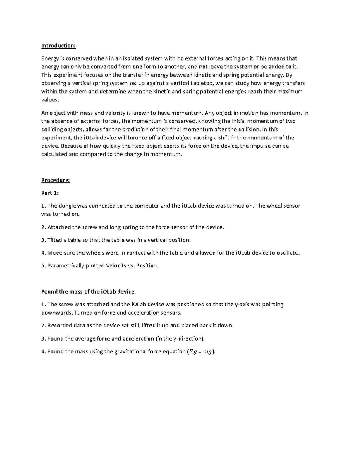 Phy 121 Lab 6: Momentum and Energy Experiment (SBU 2025) - Studocu