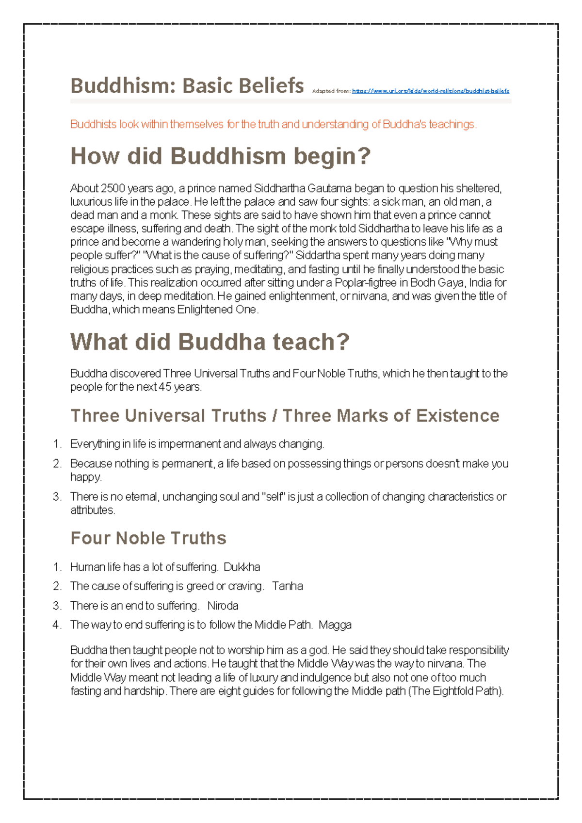 Buddhism 101: Core Beliefs & Practices Overview - Studocu