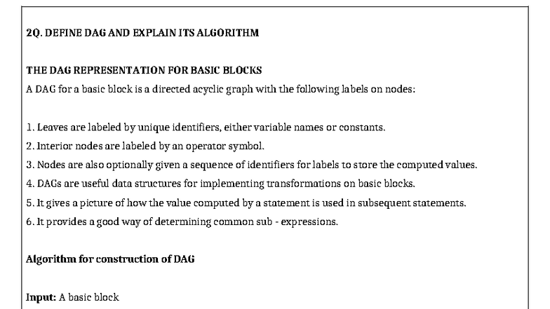 DAG Representation and Algorithm for Basic Blocks in Data Flow Analysis ...