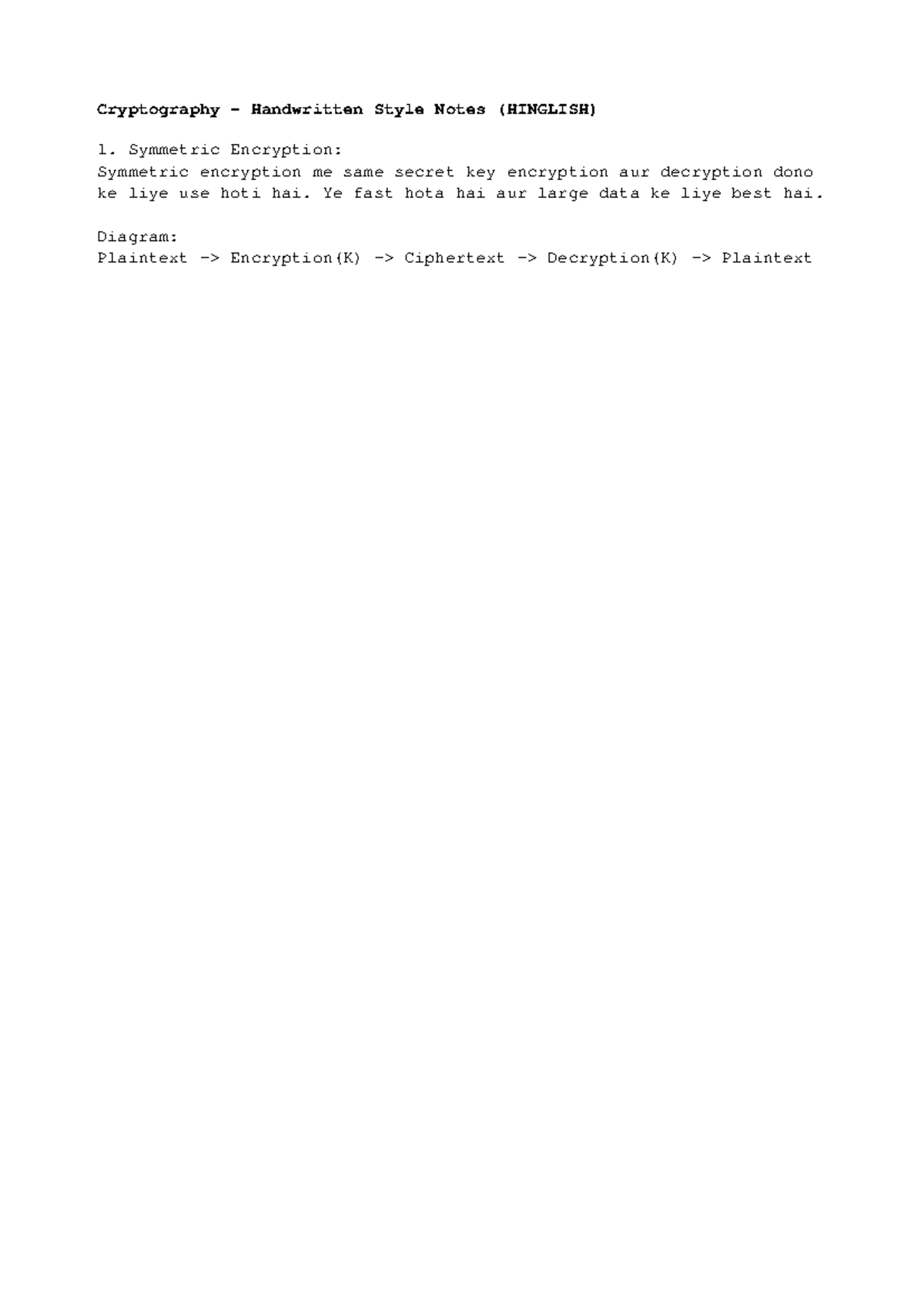 Cryptography Handwritten Notes (HINGLISH) - Key Concepts & Algorithms ...