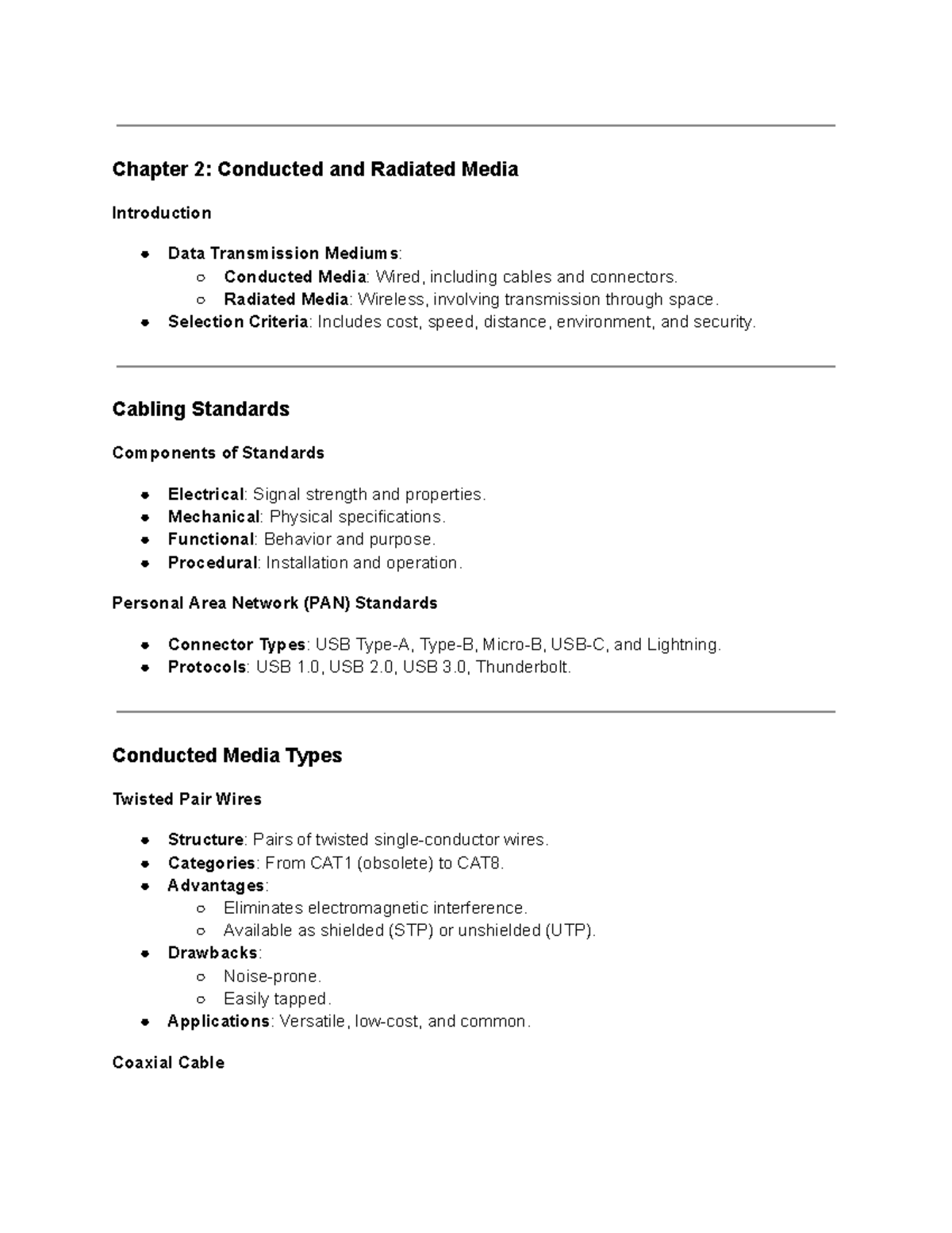 CSCN 230 Chapter 2: Summary of Conducted and Radiated Media - Studocu