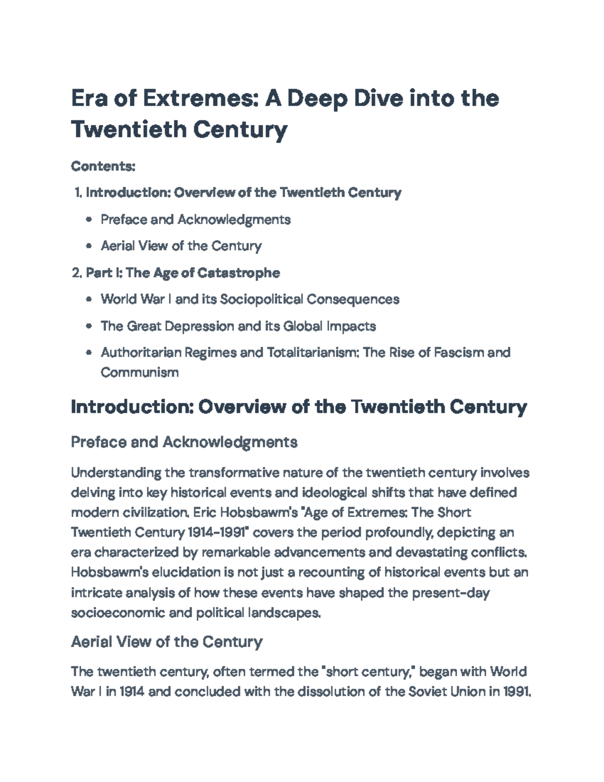 Age of Extremes: The Twentieth Century Summary and Analysis - Era of ...
