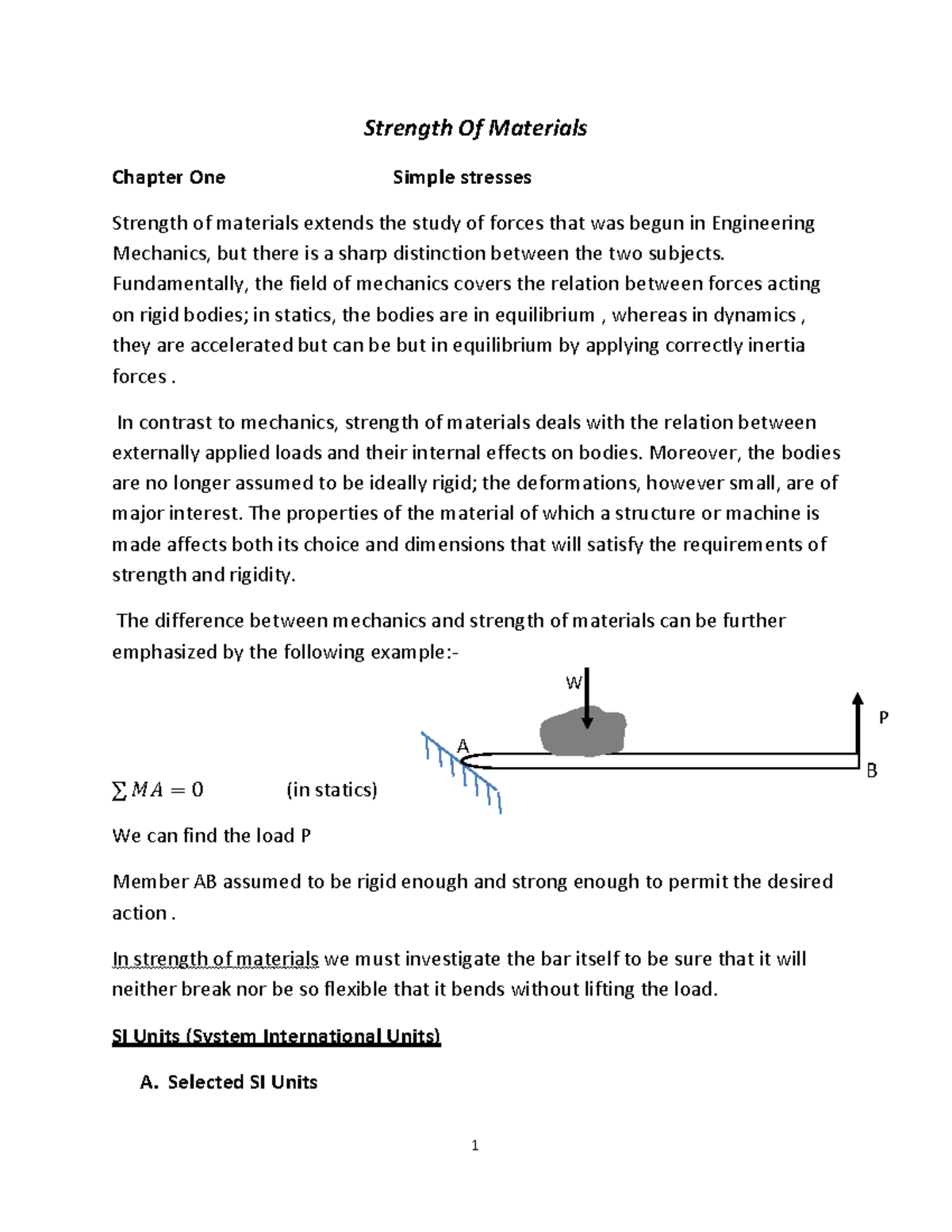 2-Simple stresses - Strength Of Materials Chapter One Simple stresses ...