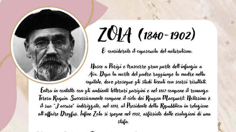 ZOLA - Riassunto sul Naturalismo e il Ciclo dei Rougon Macquart - Studocu