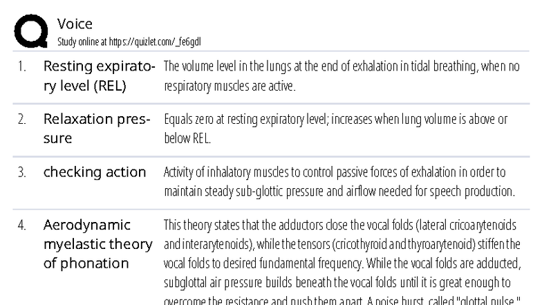 Voice Study Notes for Cb9276db: Phonation Types and Mechanisms - Studocu