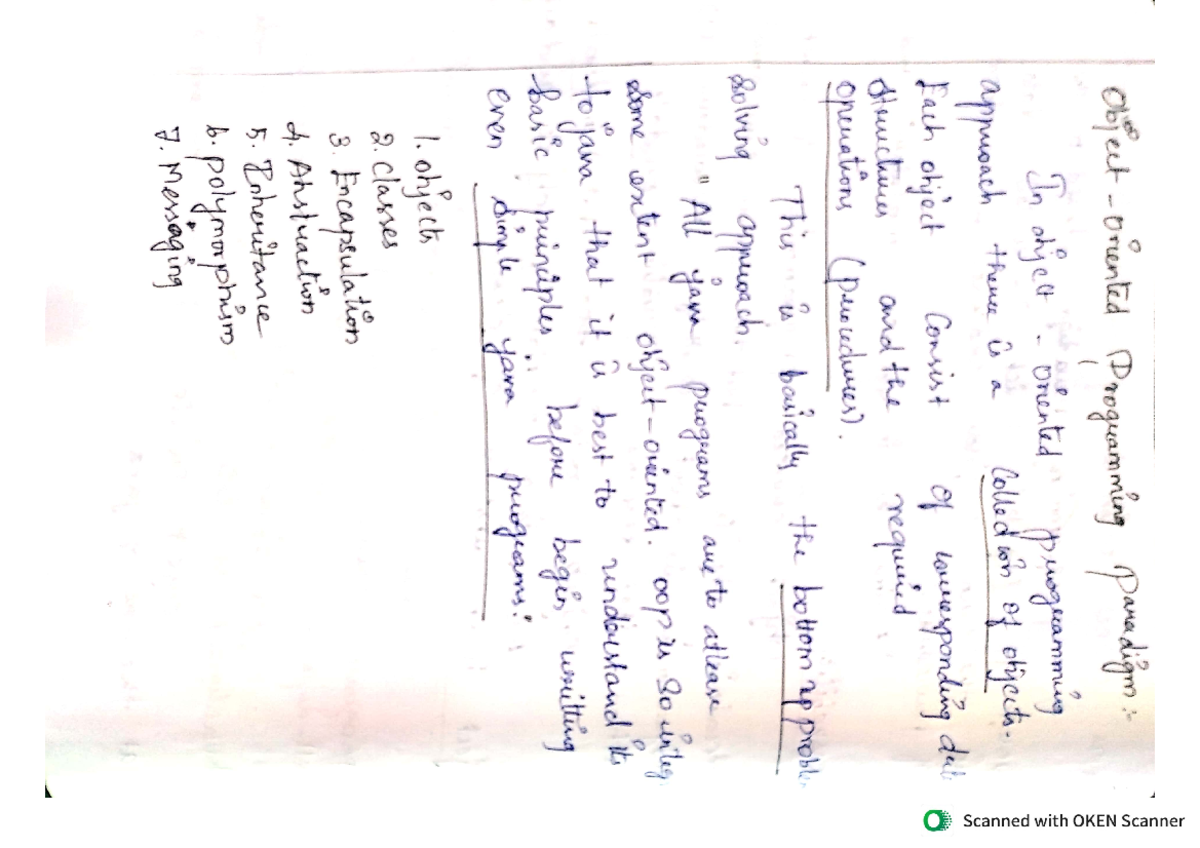 Oops-1 09-25-2024 14 - Lecture notes - Object oriented Programming ...