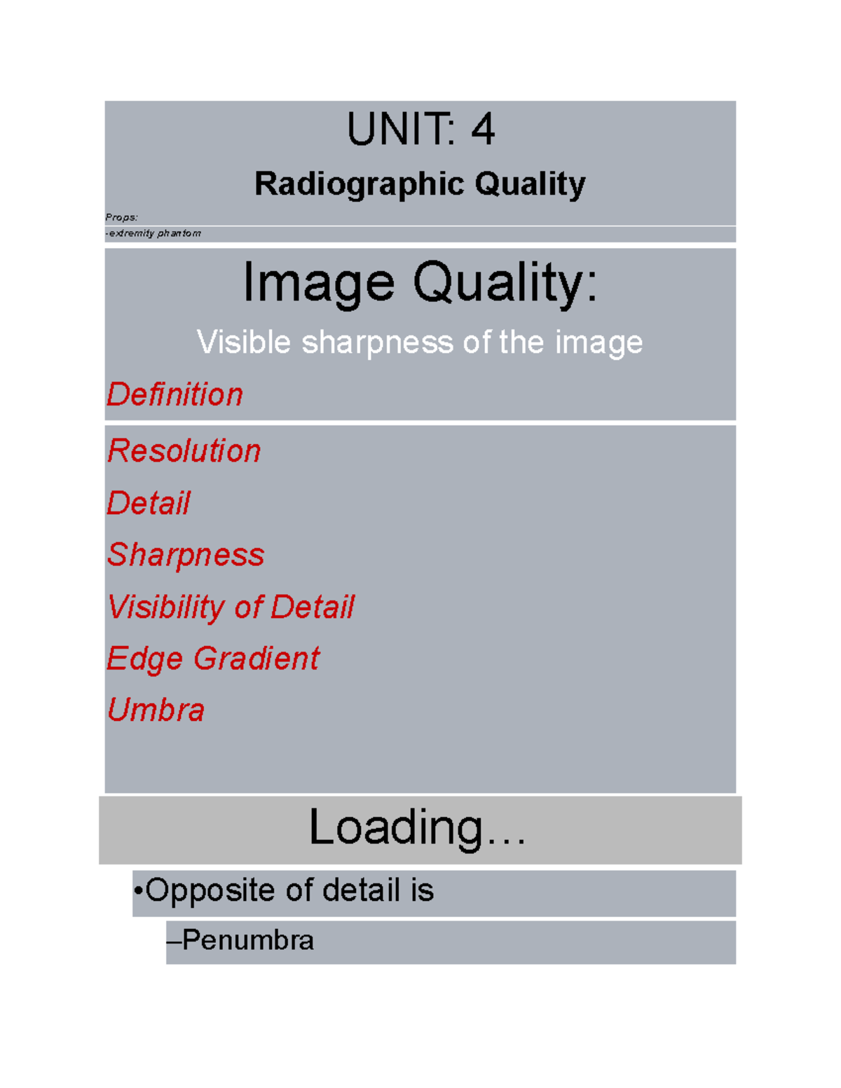 Unit 4: Understanding Radiographic Image Quality and Distortion - UNIT ...