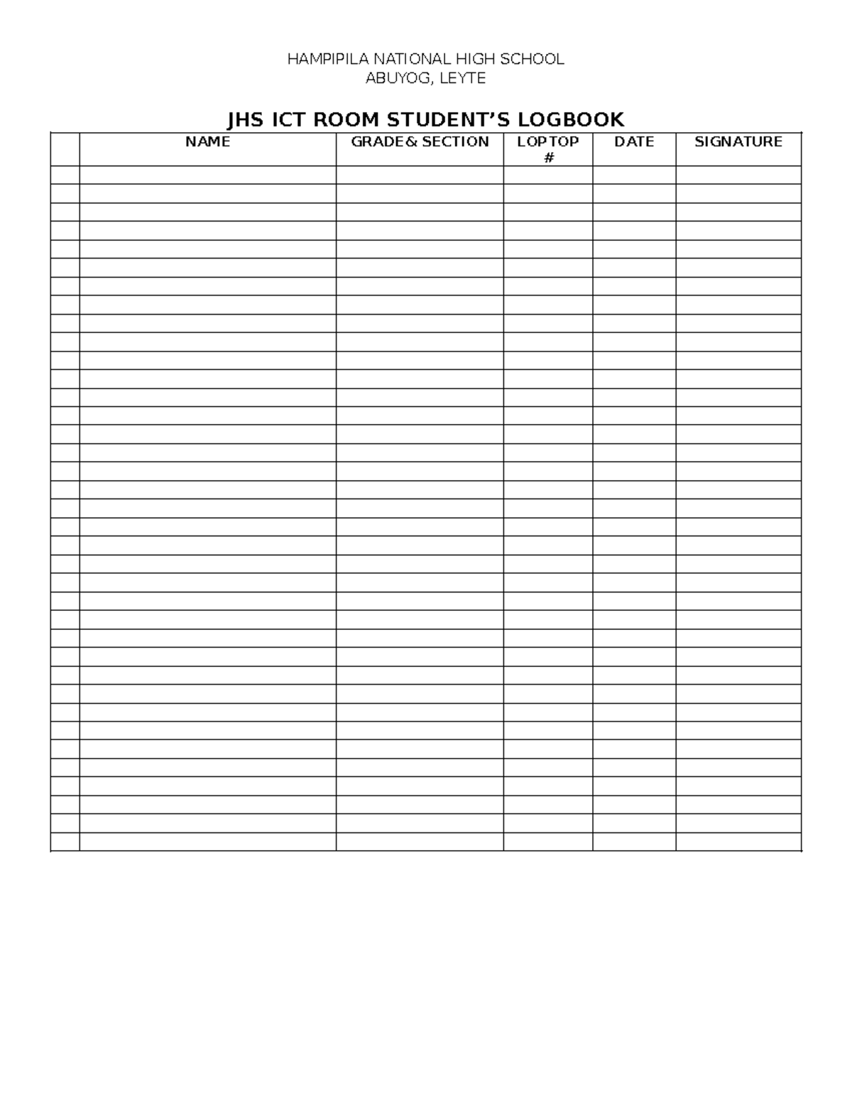 ICT Attendance - MATATAG English - HAMPIPILA NATIONAL HIGH SCHOOL ...