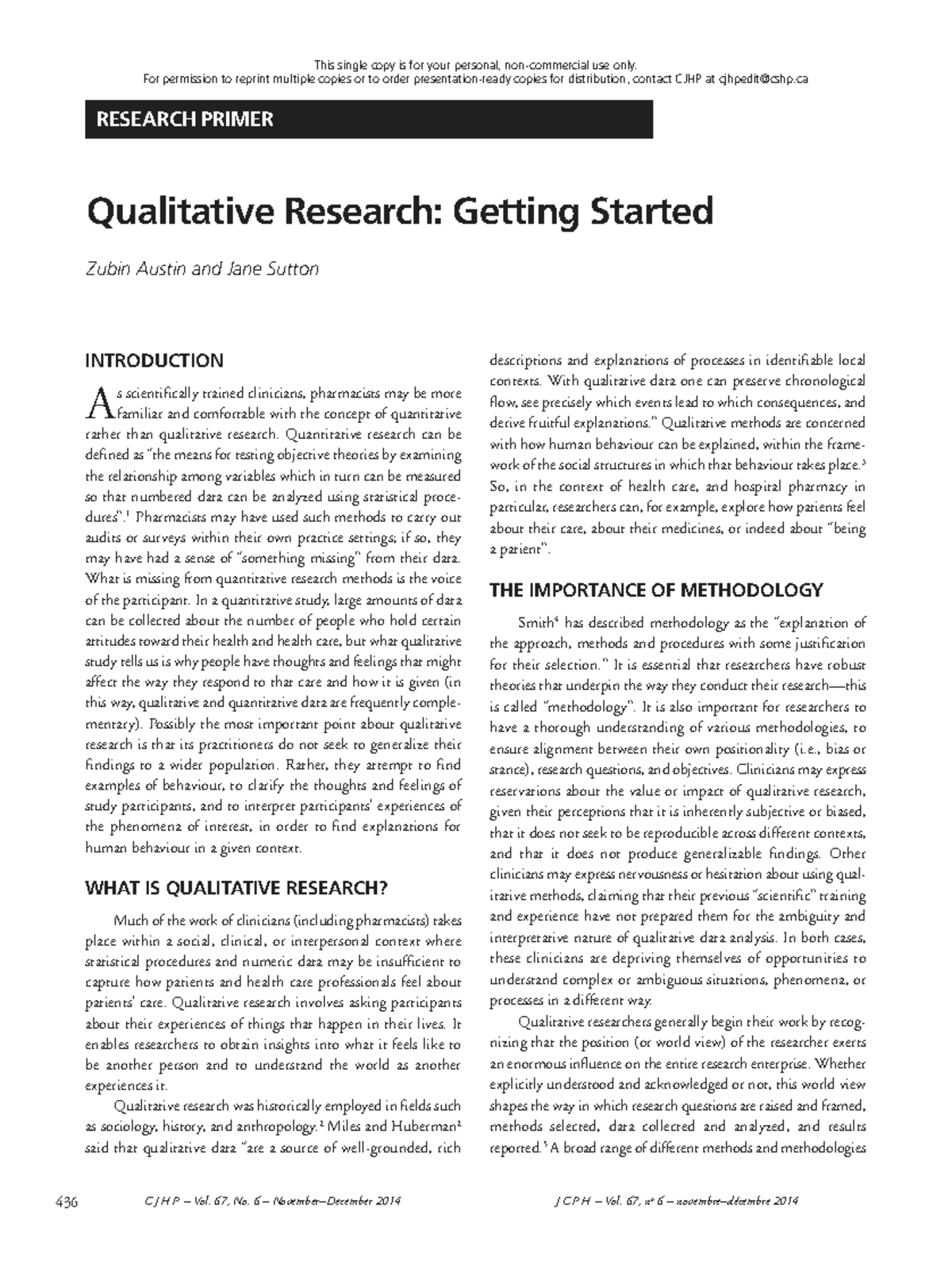 Qualitative Research Primer: Getting Started in Pharmacy Practice - Studocu