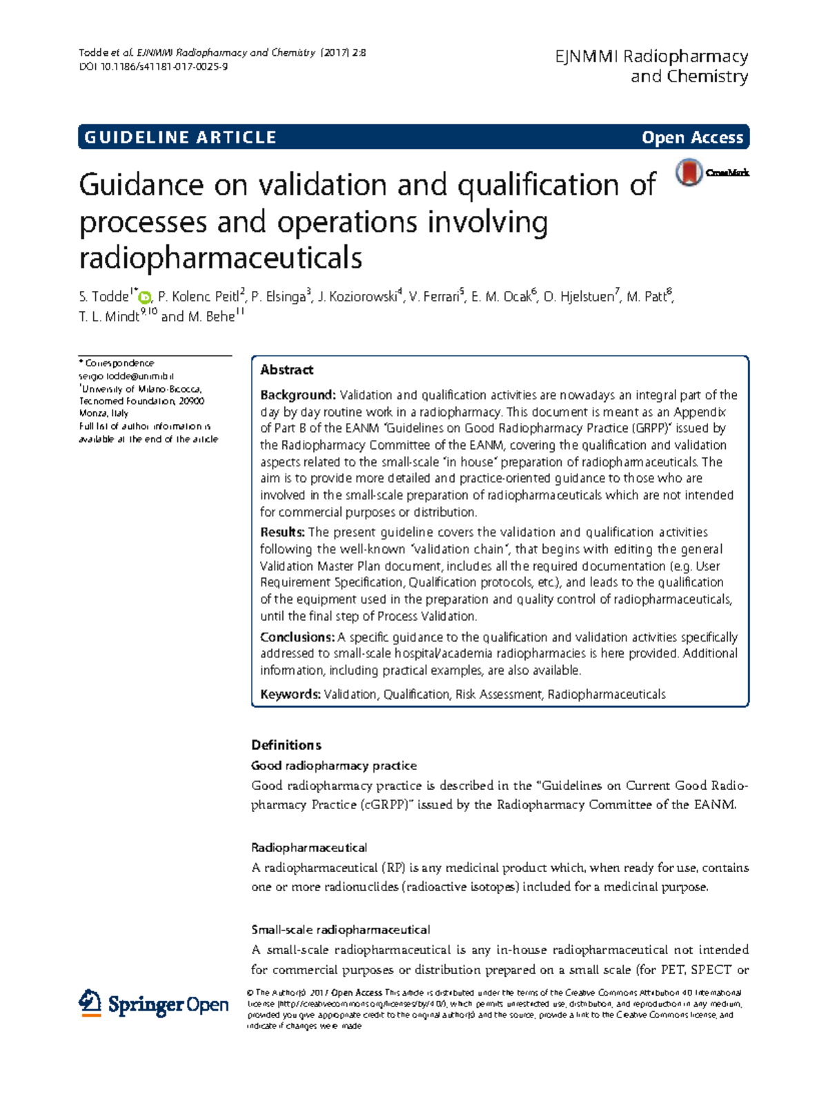 Guidance on Validation & Qualification of Radiopharmaceuticals ...