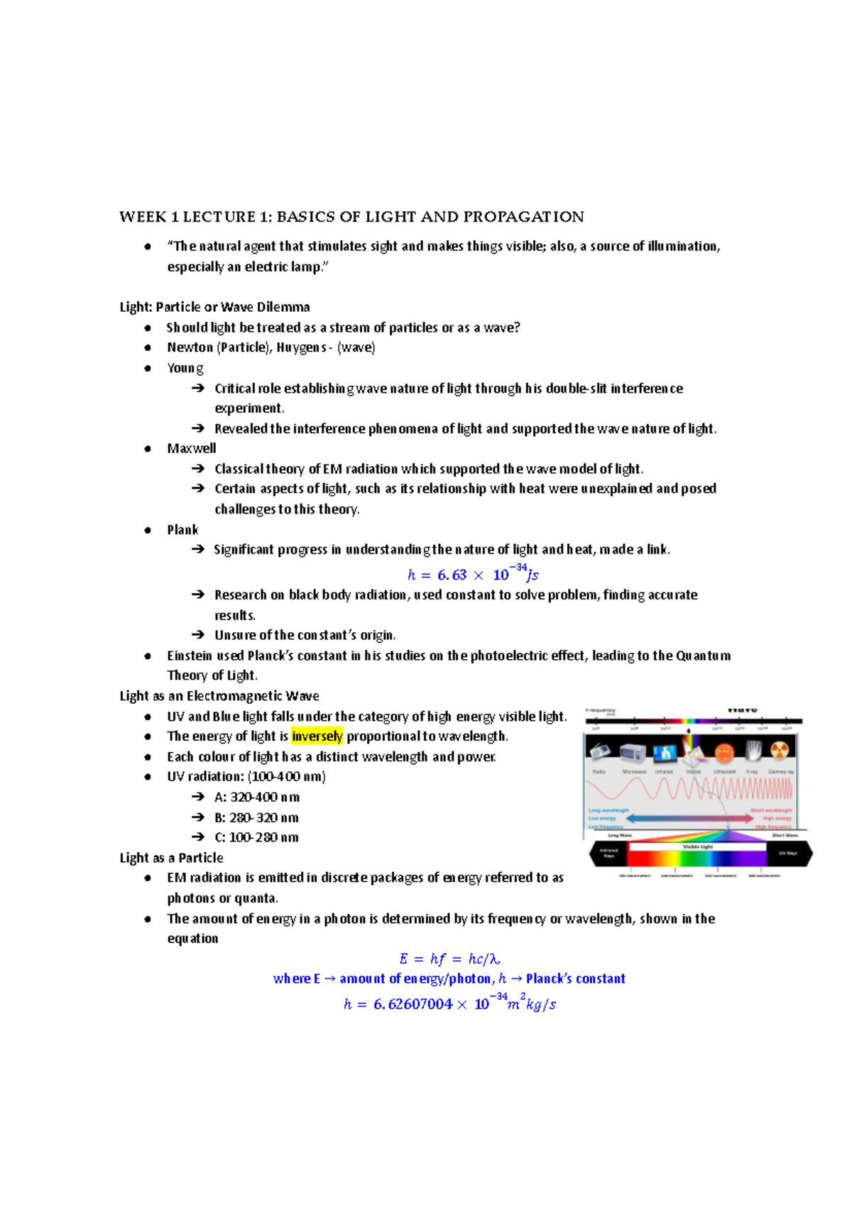 VISN1111 LECTURES 1-5: LIGHT PROPAGATION & REFRACTION PRINCIPLES - Studocu