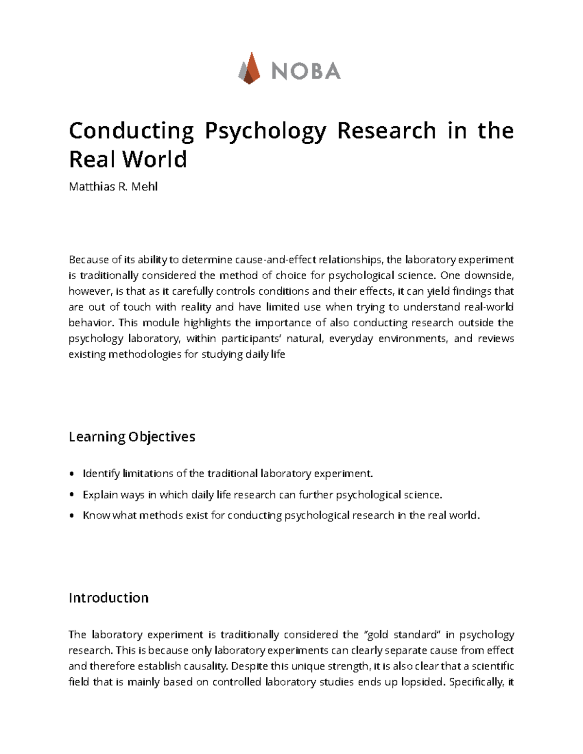 Methods for Real-World Psychology Research: Exploring Daily Life ...