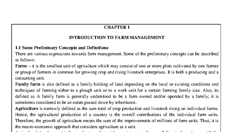 Farm Management: Introduction and Key Concepts - SMFA FM - Studocu