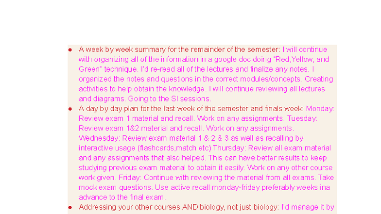 Bio 101: Final Exam Study Plan and Weekly Review Strategy - Studocu