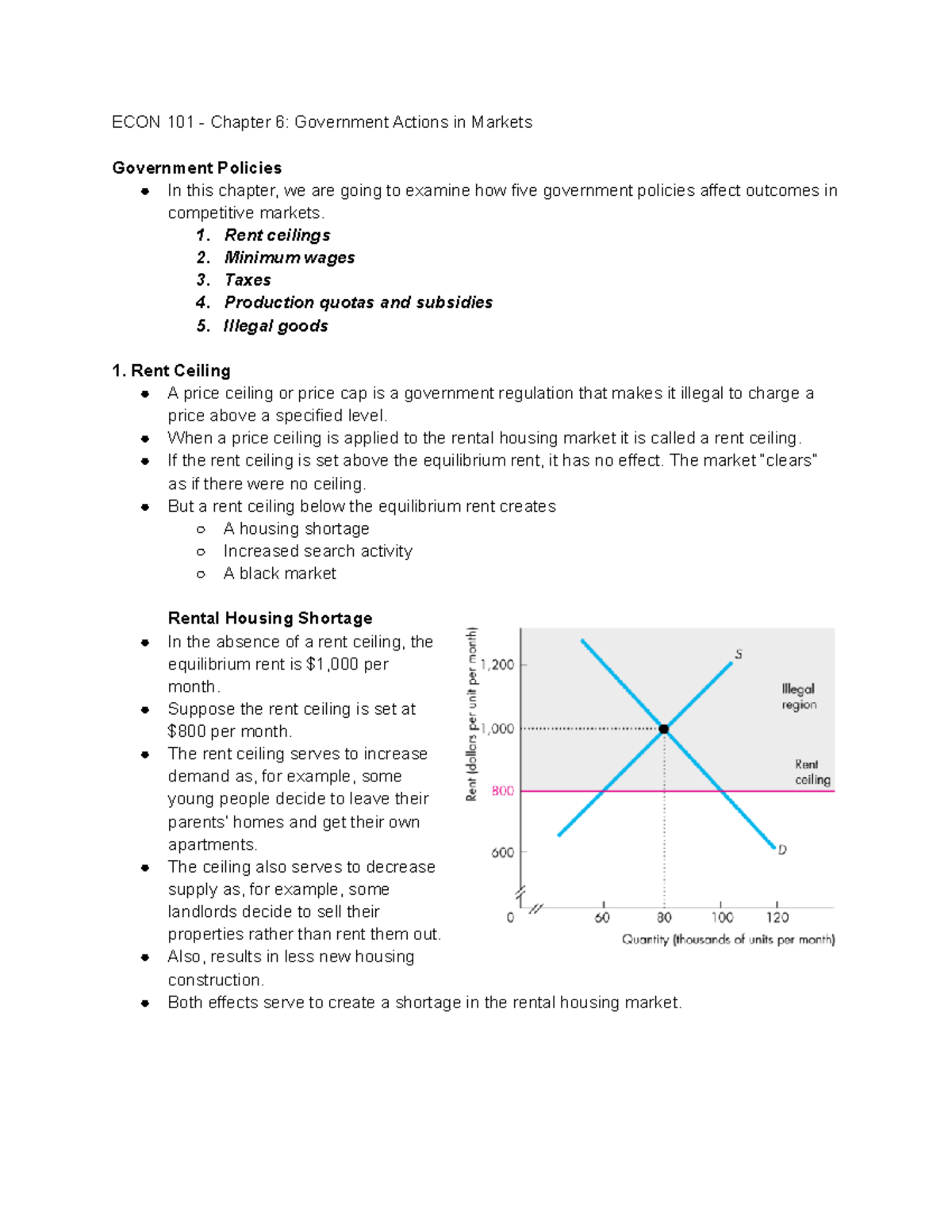 ECON 101 - Chapter 6: Impact of Government Policies on Markets - Studocu
