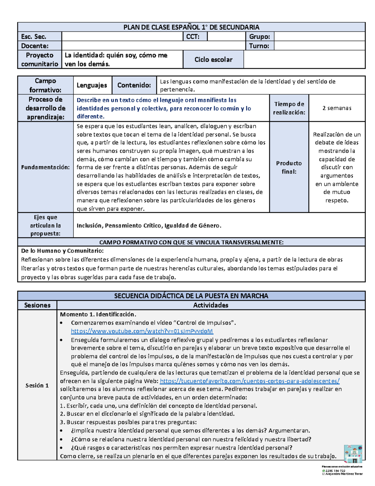Proyecto 1: La Identidad Personal y Cómo Nos Ven los Demás - Studocu