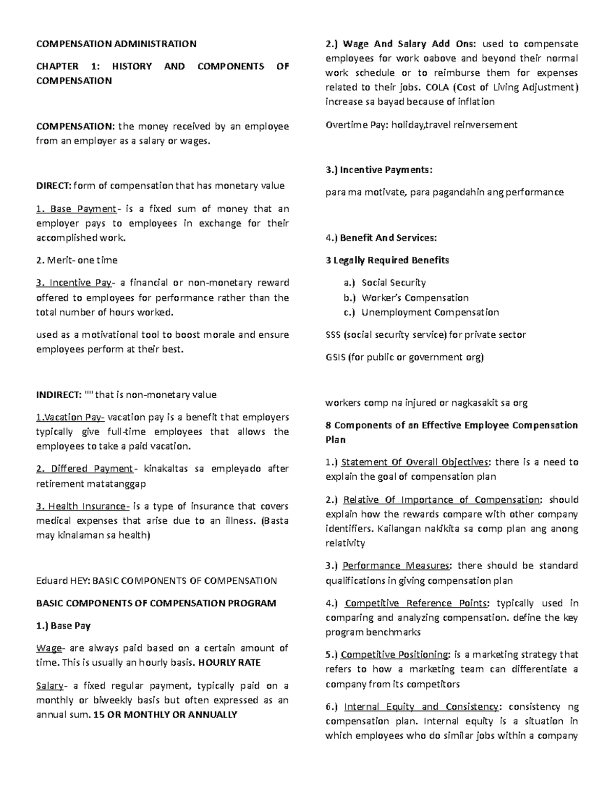 Compensation Administration: History and Key Components - Studocu