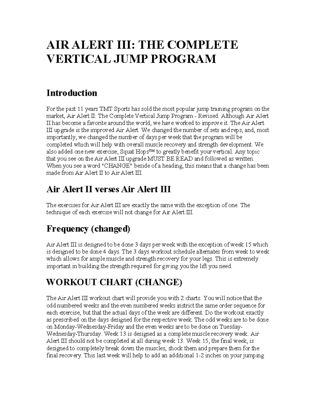 Air Alert III: Enhanced Vertical Jump Training Program Guide - Studocu