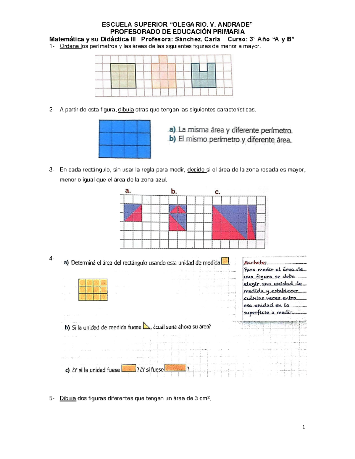 Actividades de Áreas y Perímetros - Matemática y su Didáctica III (3 ...