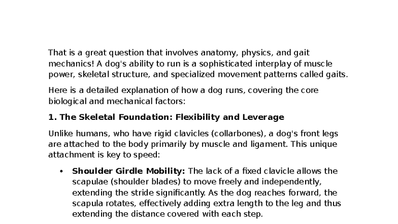Anatomy and Mechanics of Canine Running: A Detailed Study - Studocu
