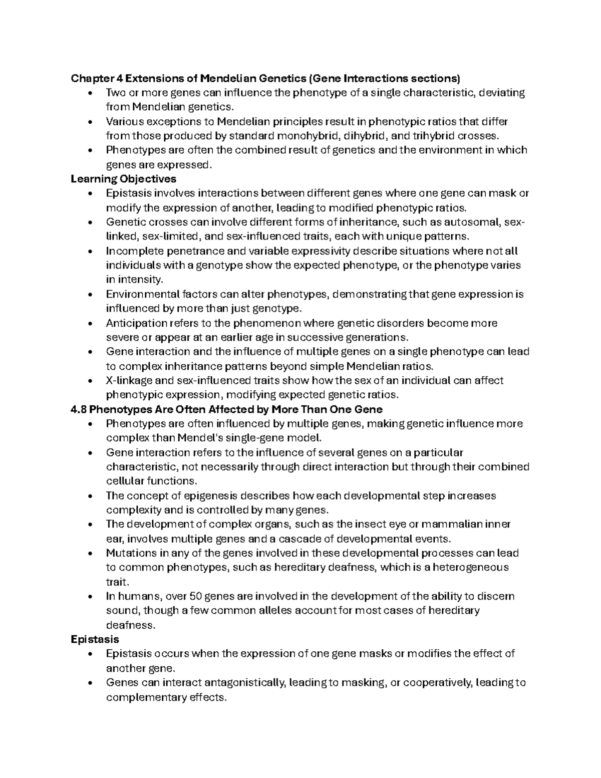Chapter 4: Complex Gene Interactions Beyond Mendelian Genetics - Studocu