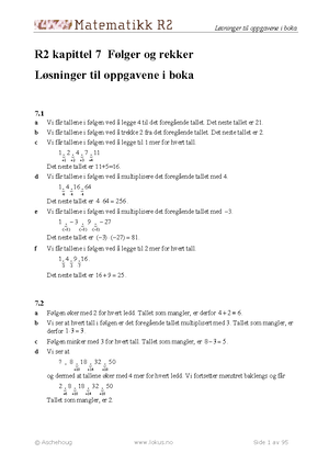 Eksempeloppgaver for Matematikk 1T - Eksamensforberedelse MAT09- - Studocu