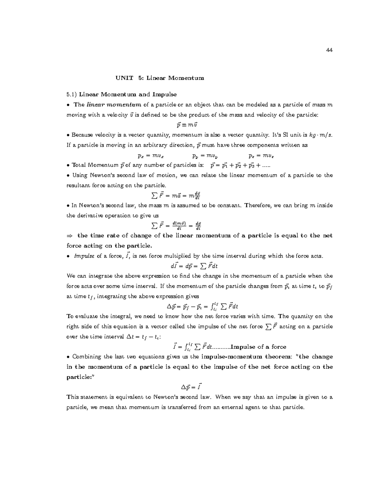 Phys 1011 Linear Momentum: Comprehensive Study Notes - Studocu