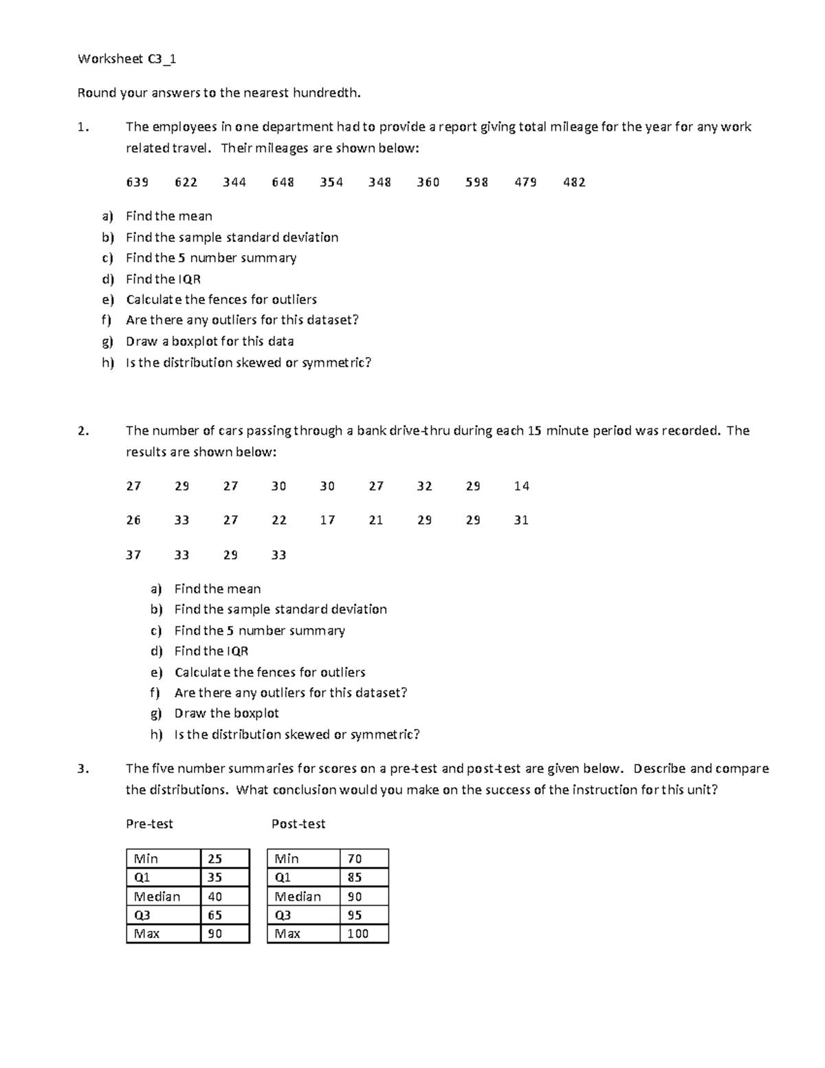 Ch 3 worksheets 1 - Worksheet C3_ Round your answers to the nearest ...