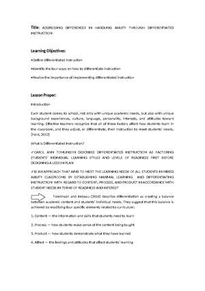 Traditional - LEsson plan - Bachelor of Elementary Education (BEED ...