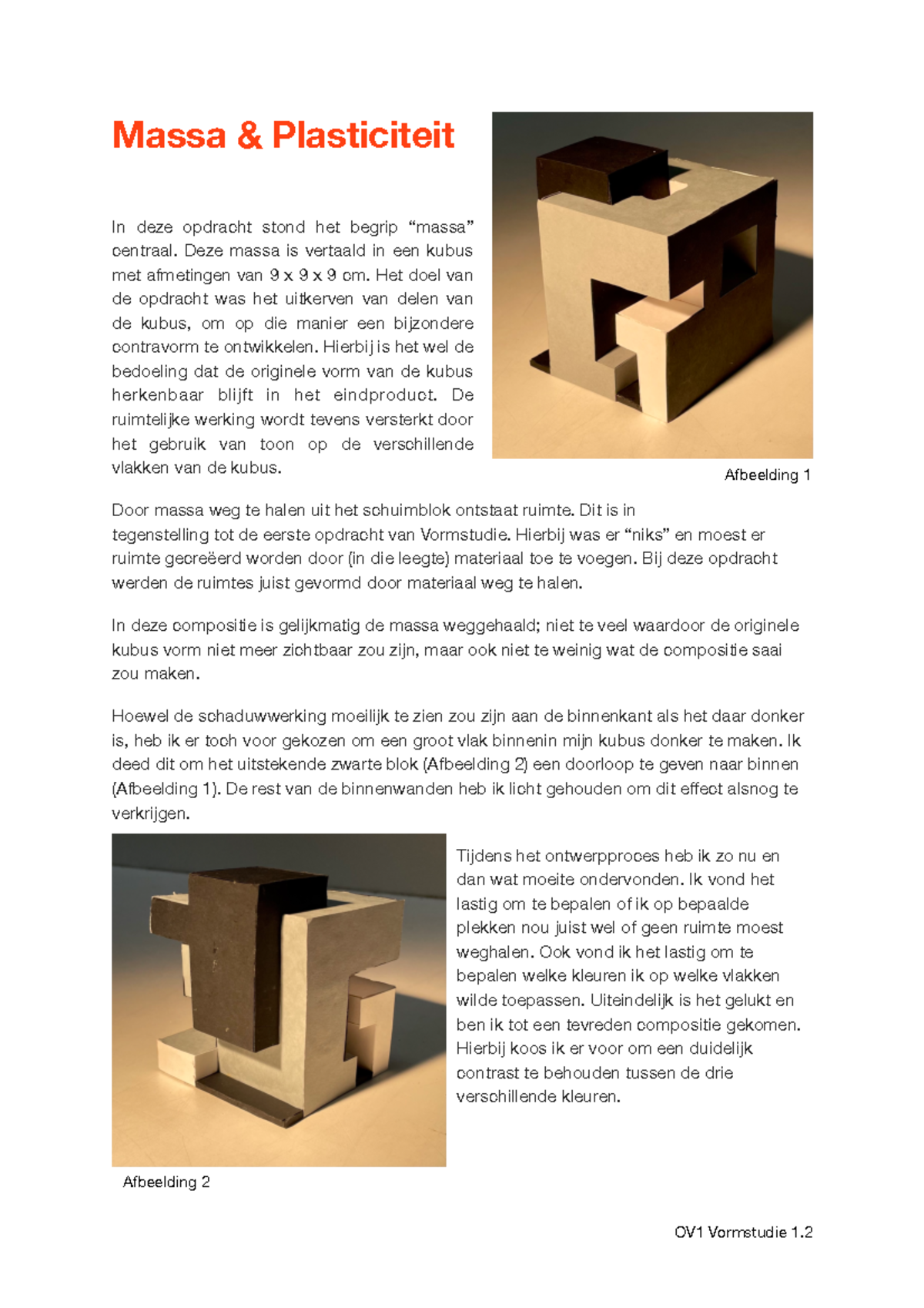 OV1 Massa & Plasticiteit: Contravorm Ontwerp en Analyse - Studeersnel