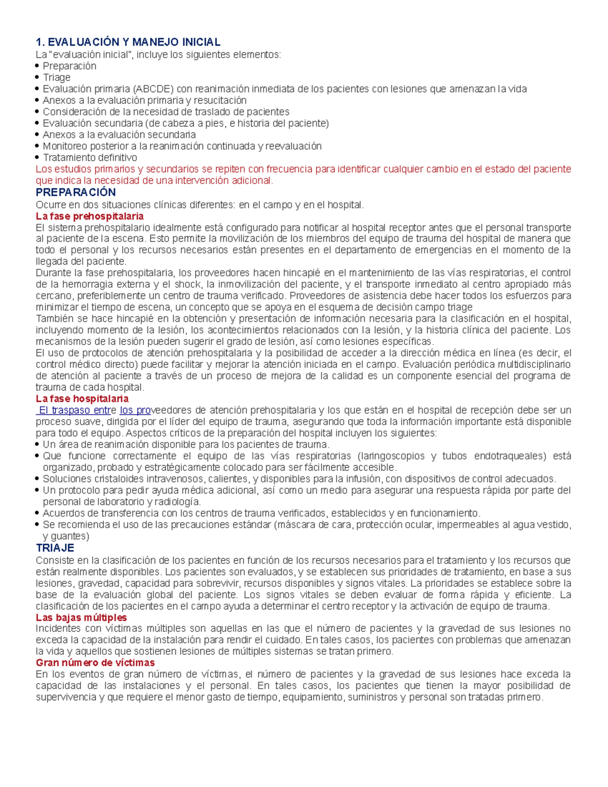 ATLS - Capítulo 1: Evaluación y Manejo Inicial en Trauma - Studocu