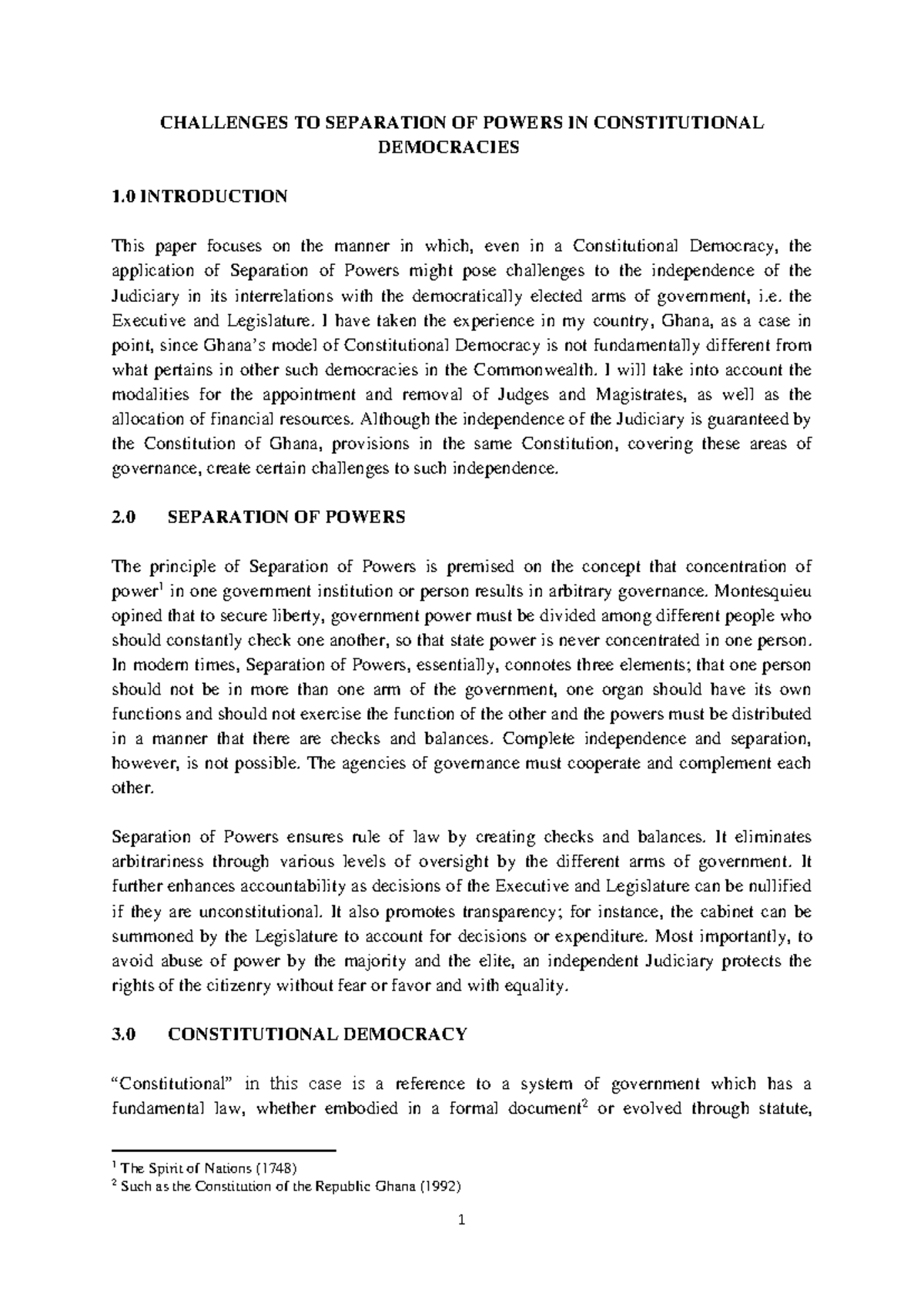 Challenges to Separation of Powers in Ghana's Constitutional Democracy ...