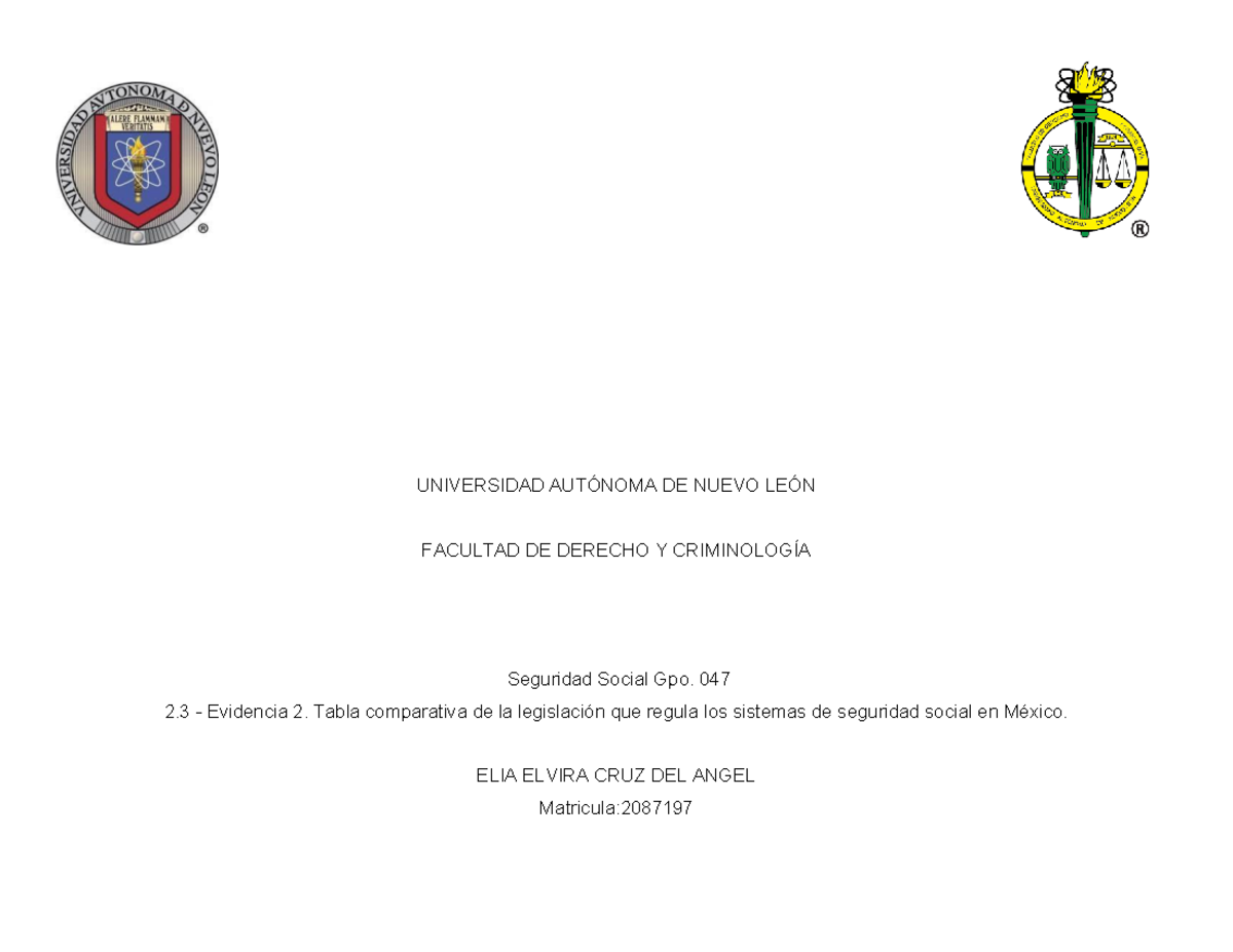 Tabla Comparativa de Legislación de Seguridad Social en México - Gpo ...