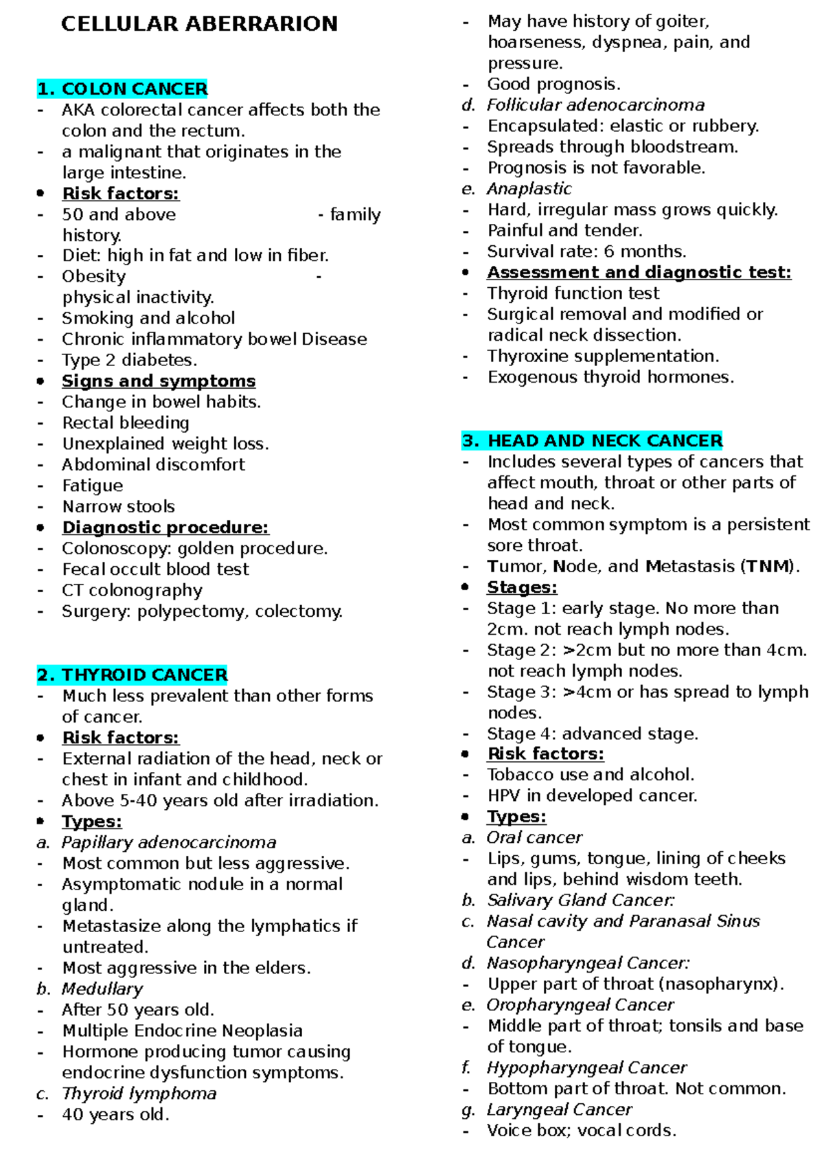 CELLULAR ABERRATION 2: Comprehensive Overview of Cancer Types and ...