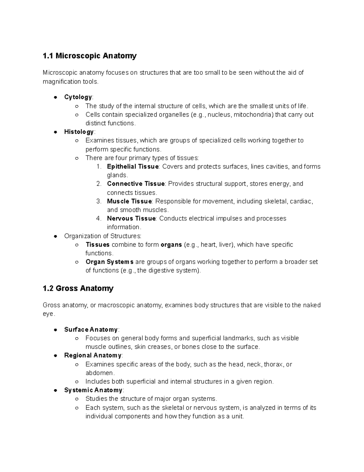 1-4 Midterm study guide - 1 Microscopic Anatomy Microscopic anatomy ...