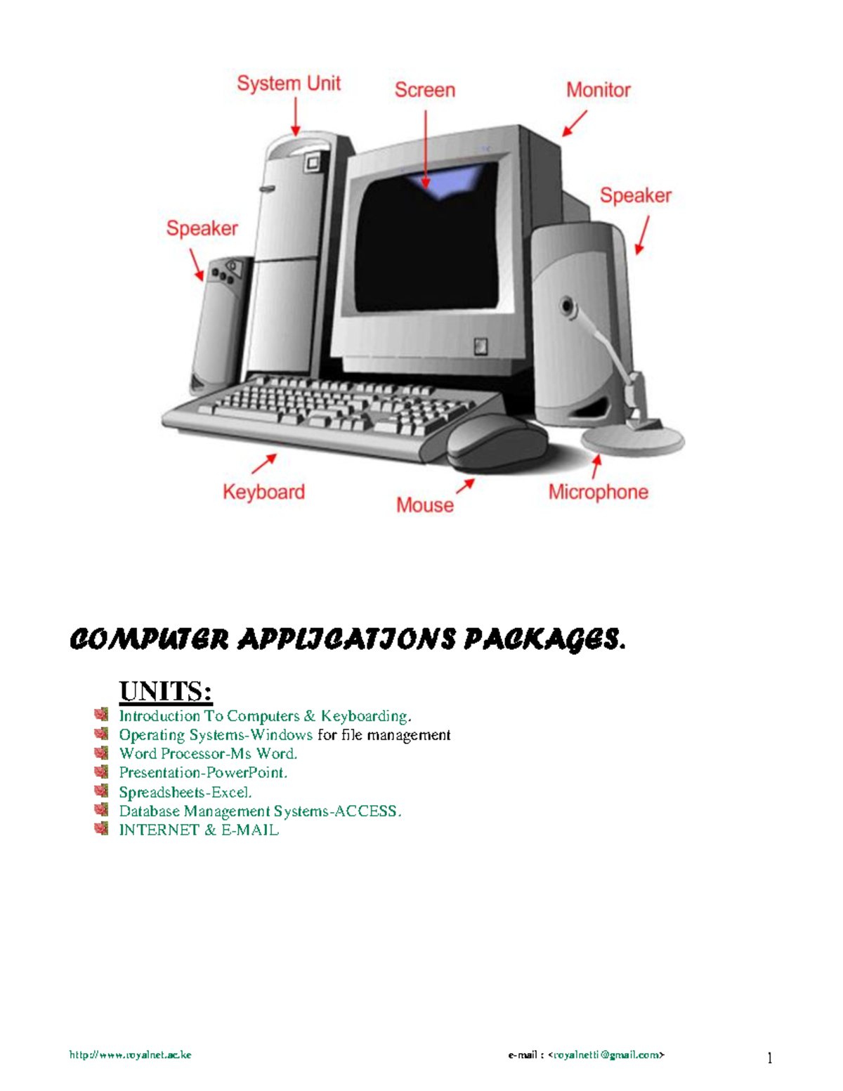 COMPUTER APPLICATIONS PACKAGES: Intro to Computers & File Management ...