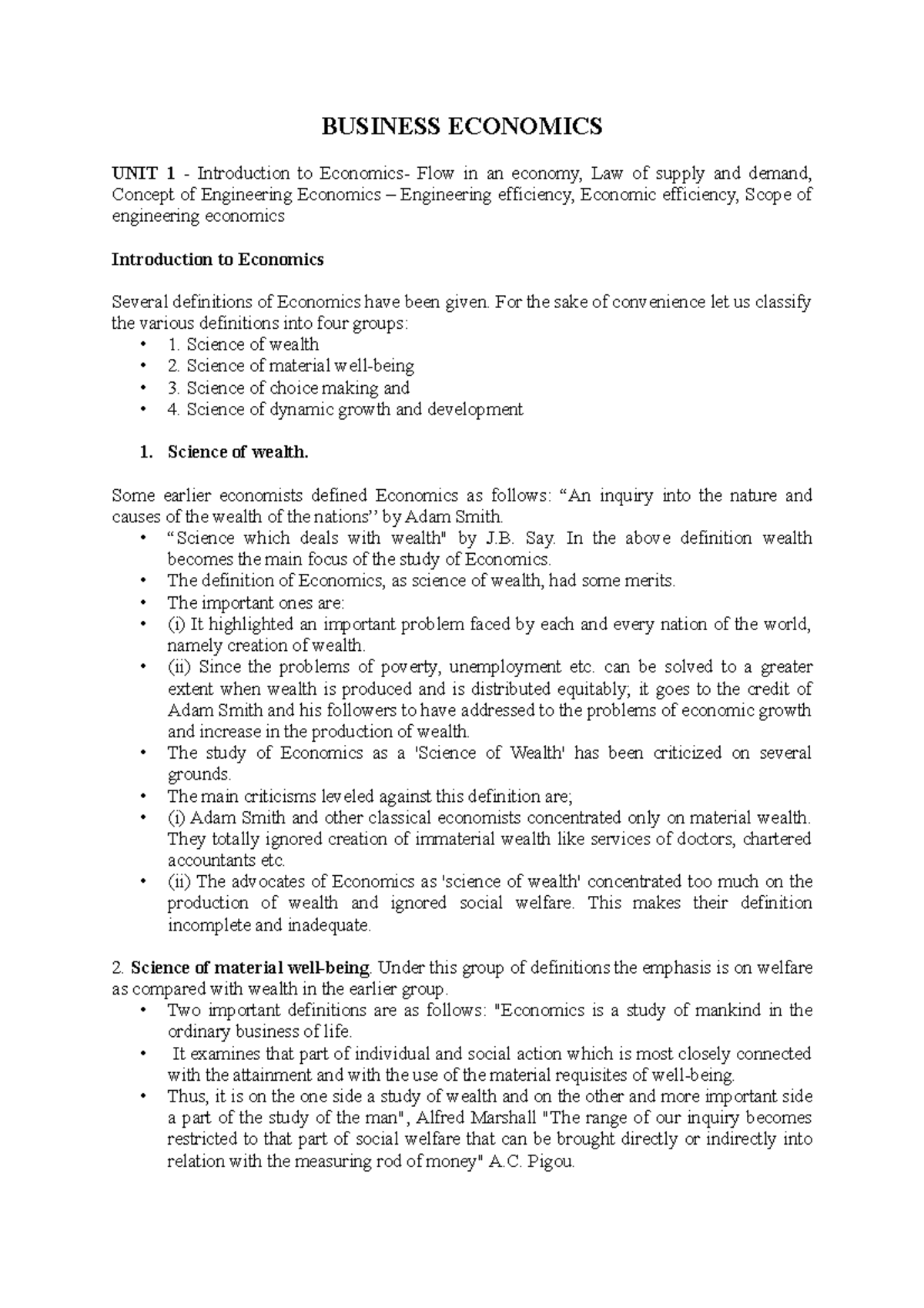Business Economics - Unit 1: Introduction to Economic Principles - Studocu