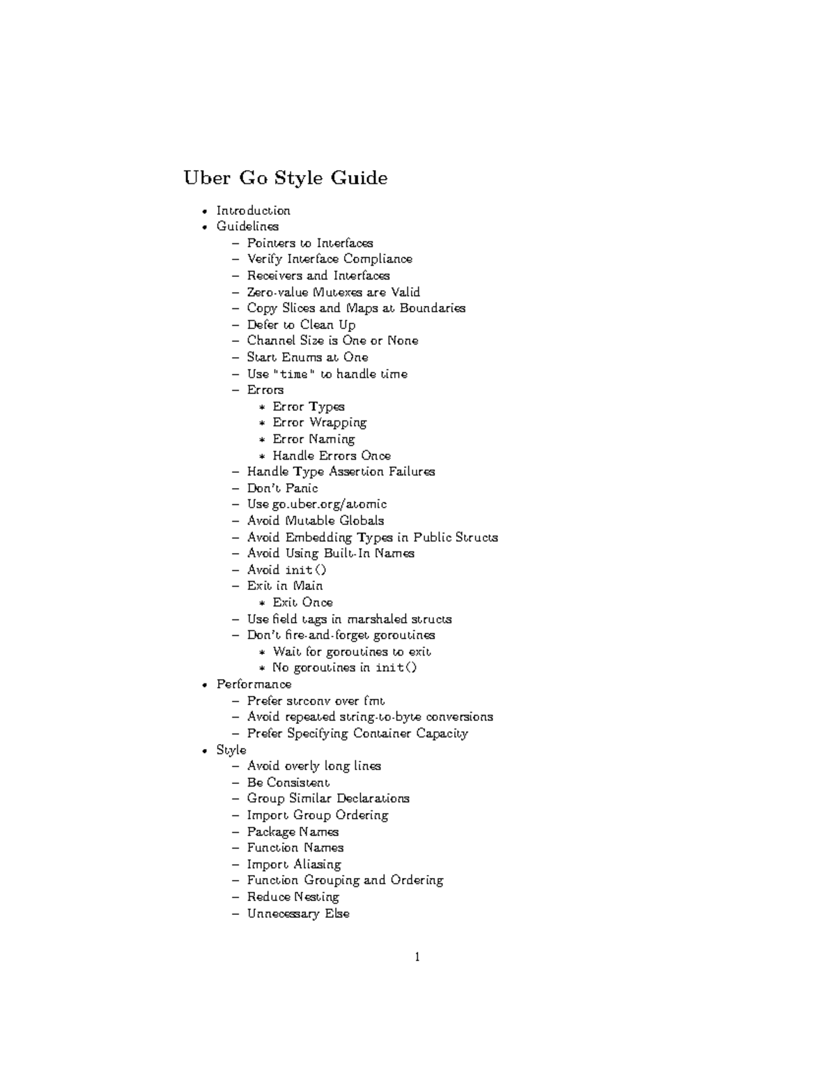Uber Go Style Guide: Best Practices and Compliance - Studocu