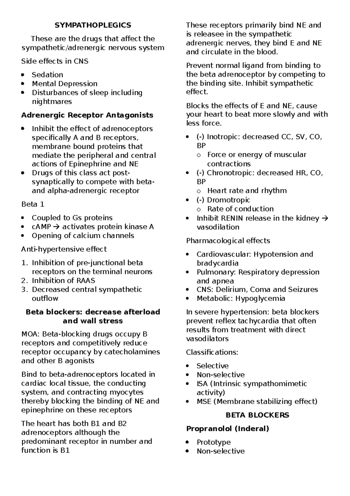 PCOL312 LEC W3 Drugs for Hypertension Reviewer - SYMPATHOPLEGICS These ...