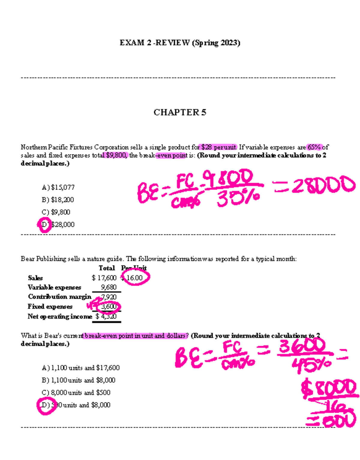 Accounting 2 Exam 2 Review Guide - Spring 2023 - Studocu