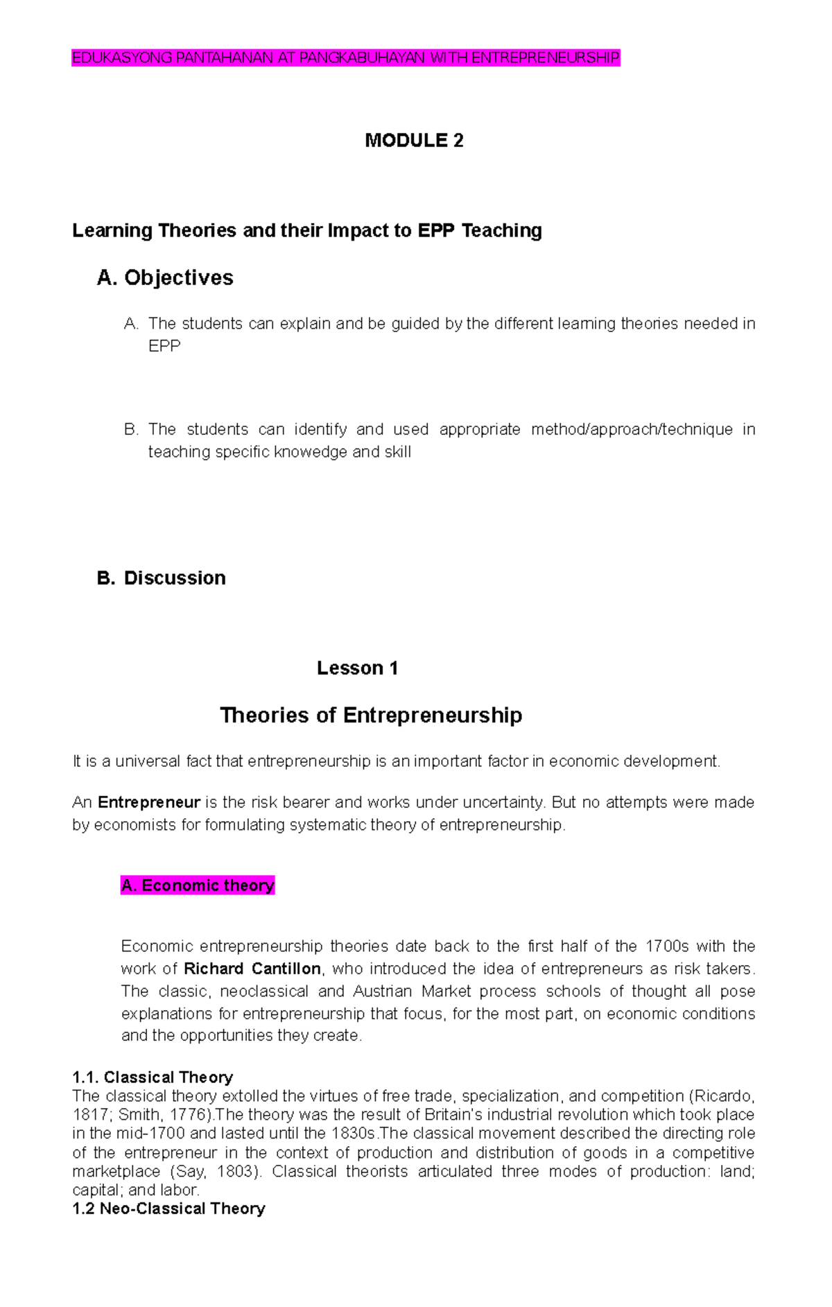 TLE2- Module-2 - Lecture - MODULE 2 Learning Theories and their Impact ...