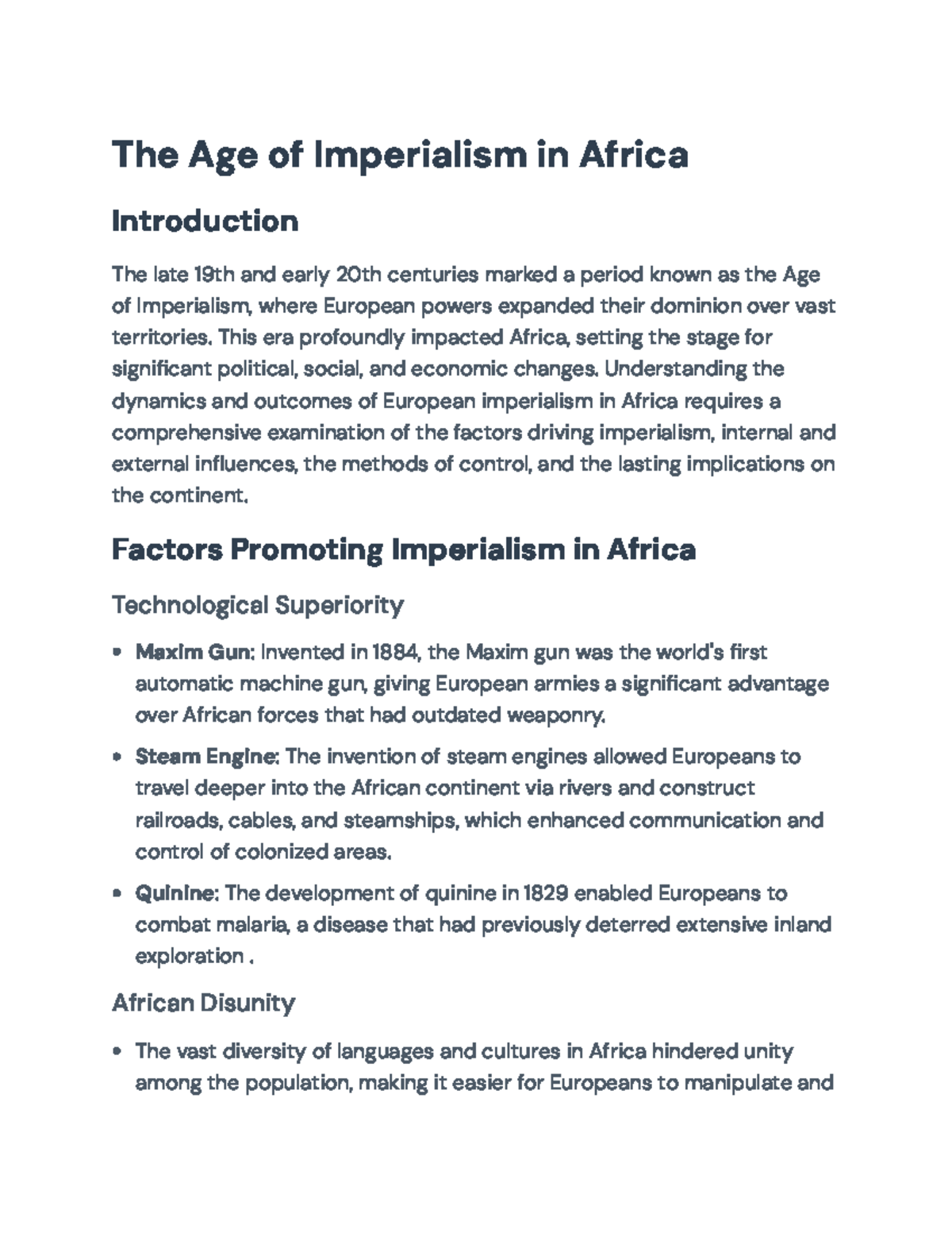 The Age of Imperialism in Africa: Dynamics, Control, and Consequences ...