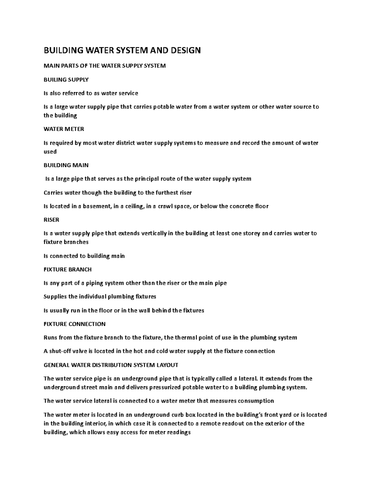 Building Water System AND Design - BUILDING WATER SYSTEM AND DESIGN ...