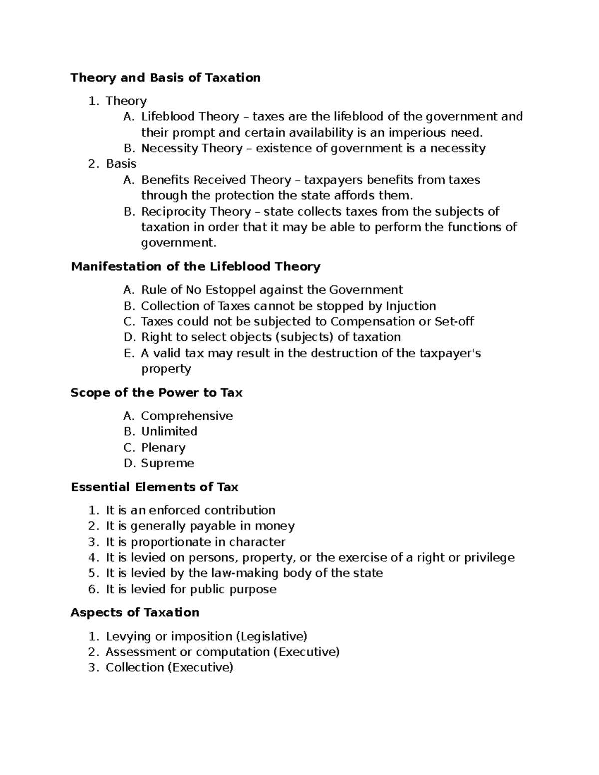 Principles of Taxation 2: Theories and Essential Elements - Studocu