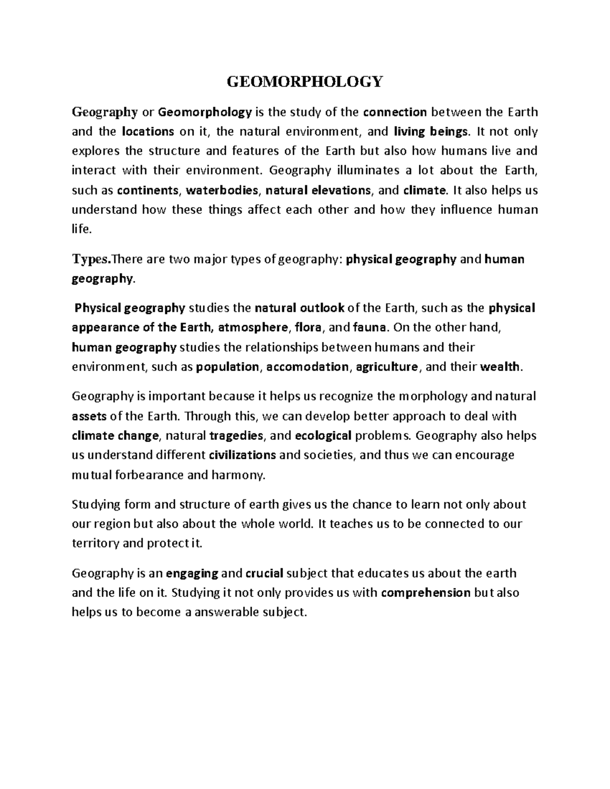 GEOM 101: Geomorphology Lecture Notes on Earth and Environment ...