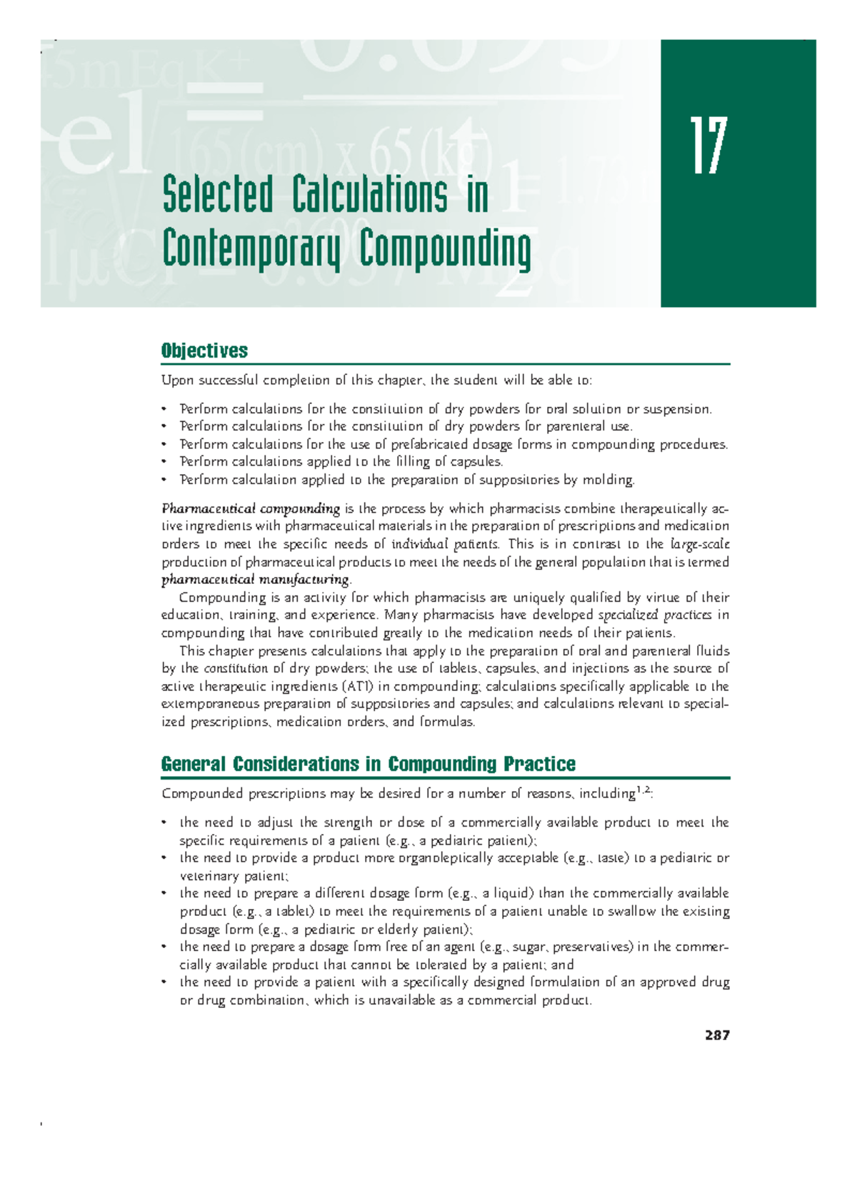 Calculation Notes - Pharm 101: Compounding Chapter 17 - Studocu